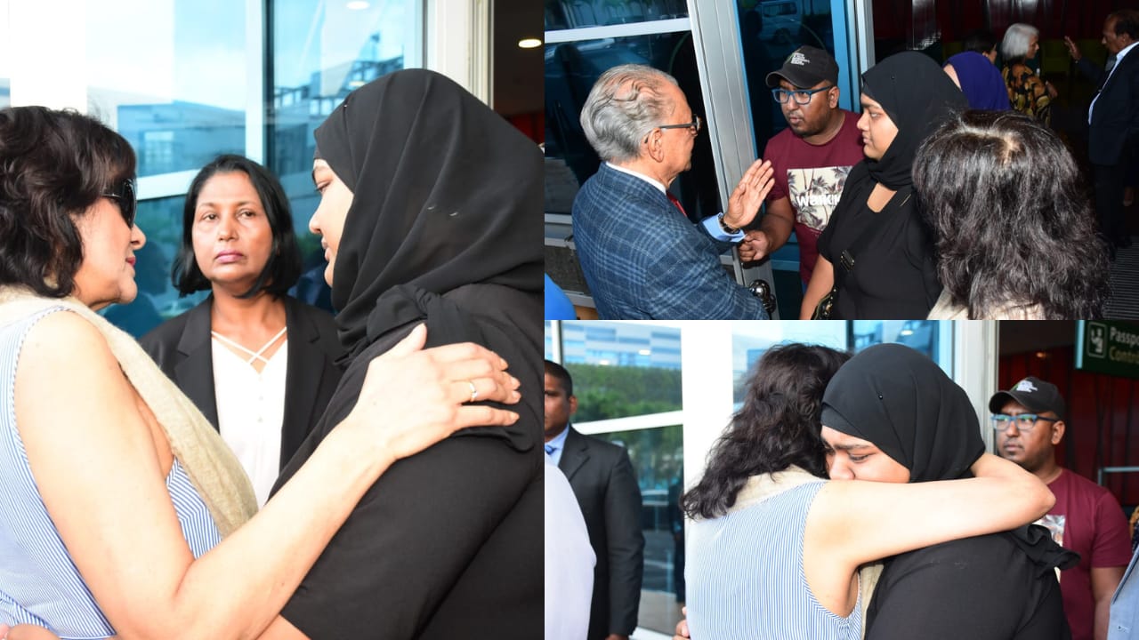 Navin Ramgoolam et son épouse aux côtés de Fateemah avant son transfert ...